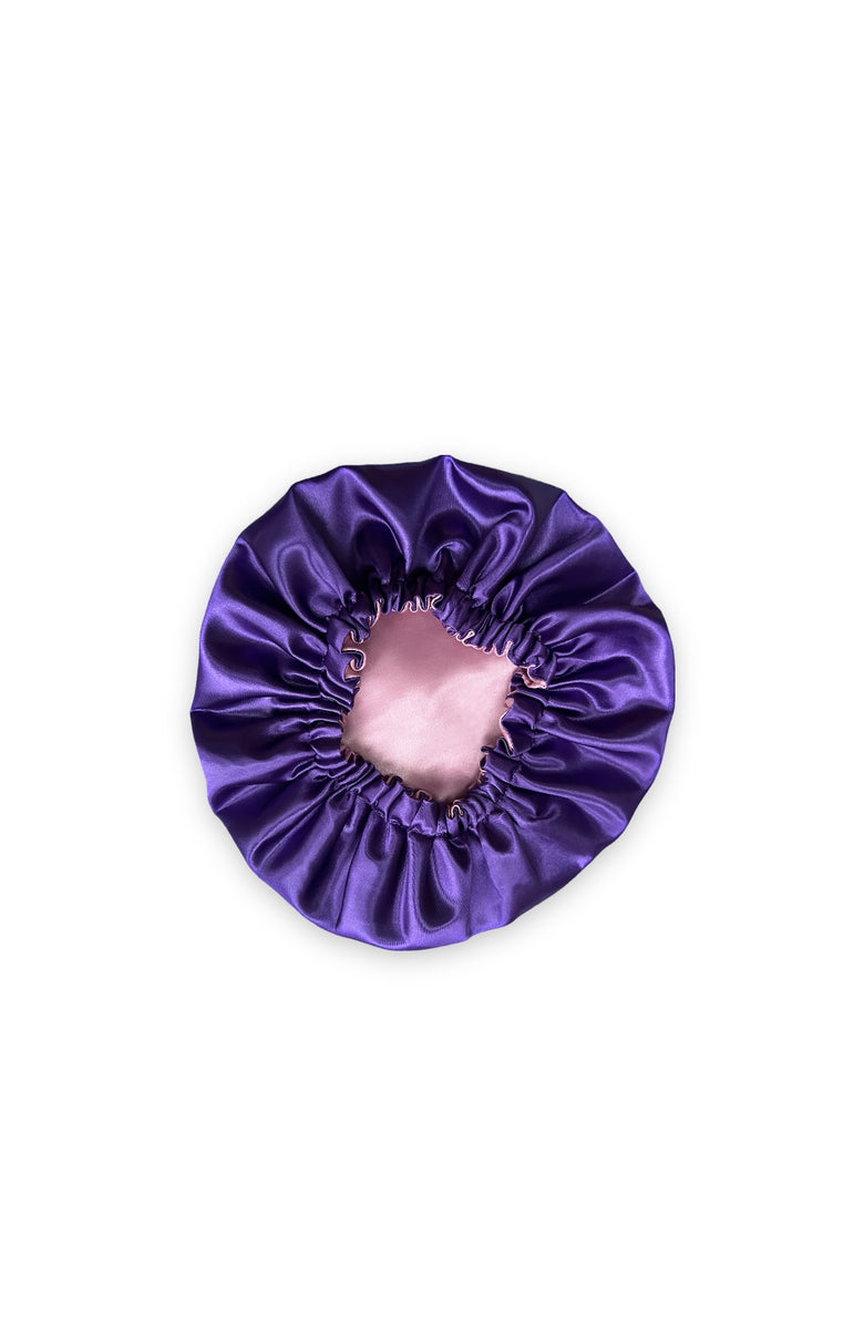 Purple Reversible Kids Satin Hair Bonnet – The Luxury Bonnet Company
